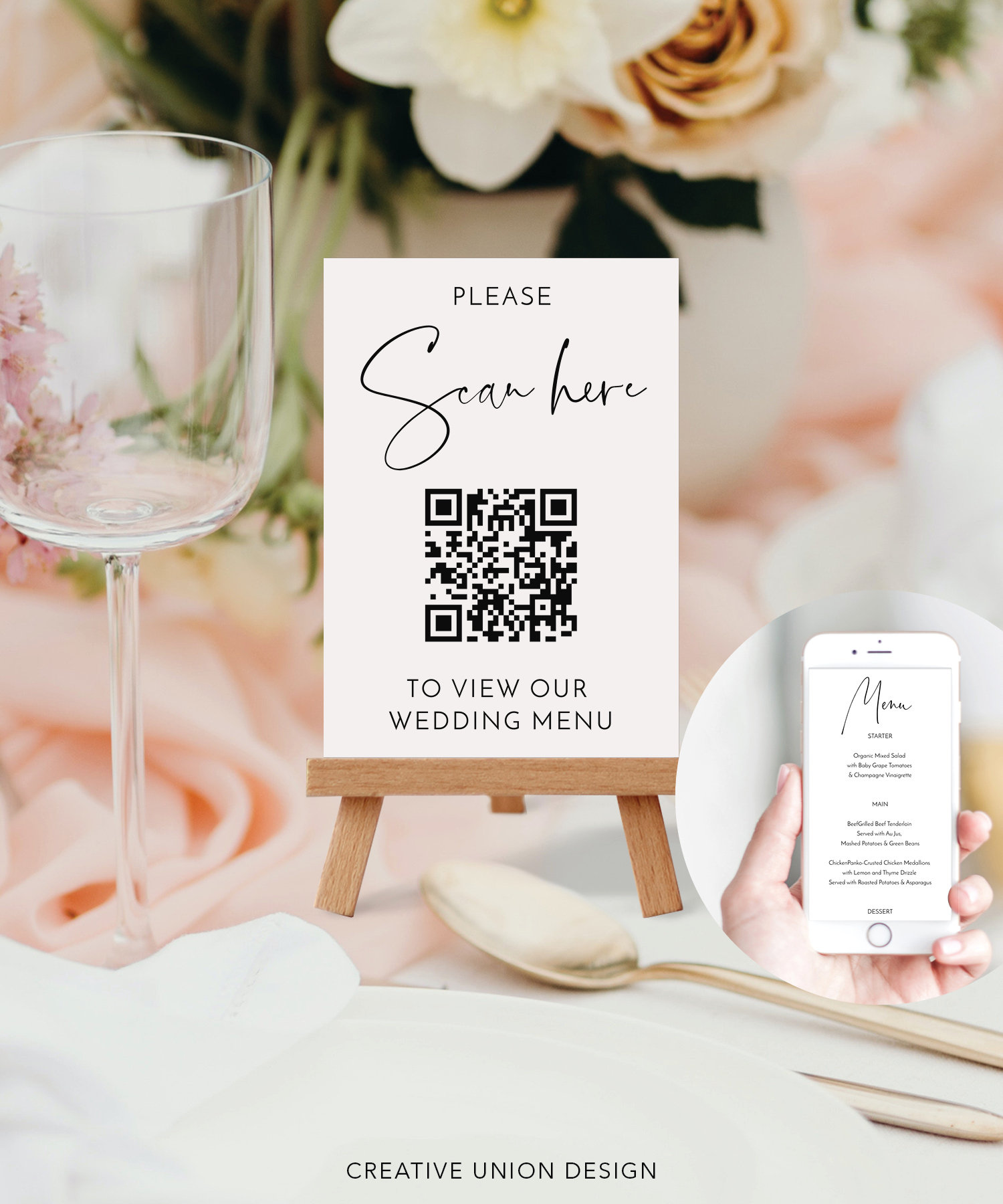 QR Code Menu Template Scannable Wedding Menu Sign Scannable - Etsy UK