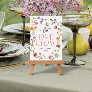 Let Love Grow Sign, Favors Sign, Boho Bridal Shower Sign File, Bridal ...