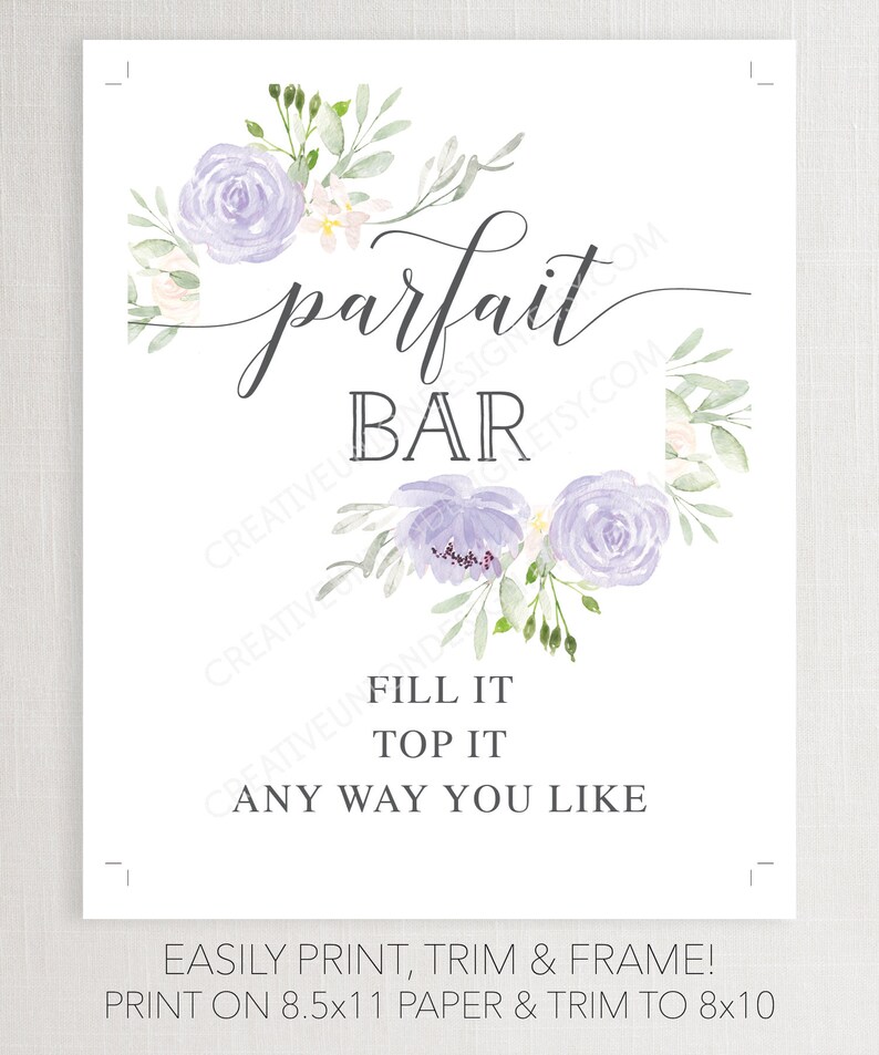 Parfait Bar Sign 8x10 Printable Parfait Sign Bridal Shower | Etsy