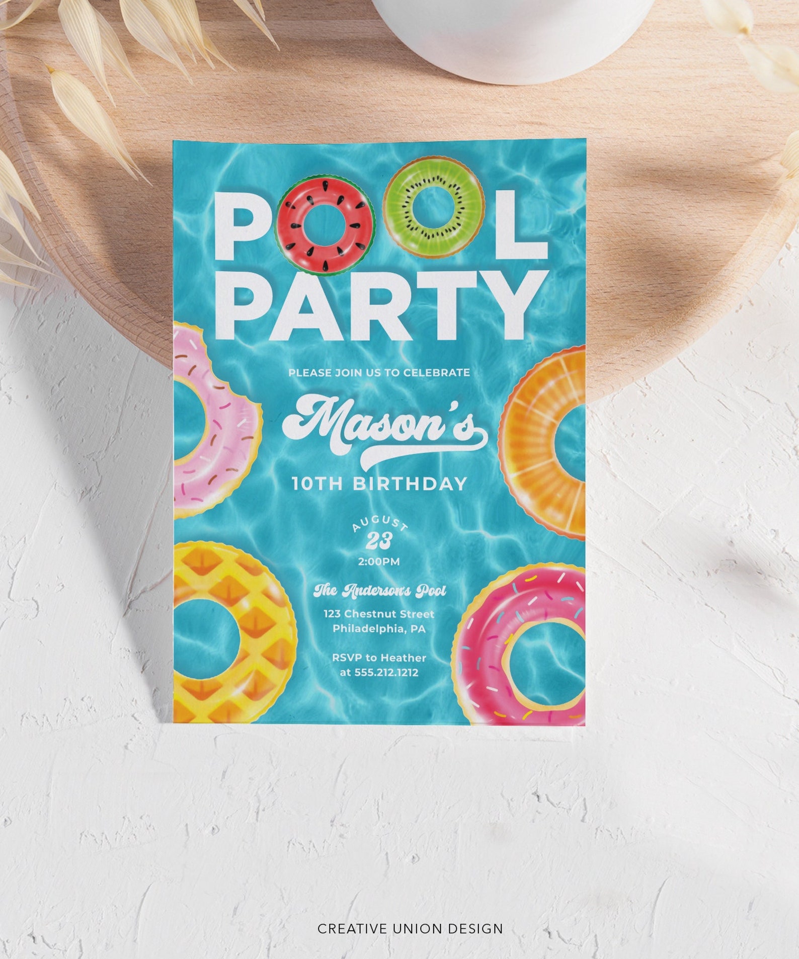 Summer Pool Party Invitation Template, Summer Birthday Invite, Pool ...