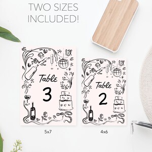 Hand Drawn Table Numbers Template, Editable Wedding Table Numbers ...