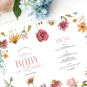Placemat Template, Wildflower Field Printable Dinner Menu Template ...