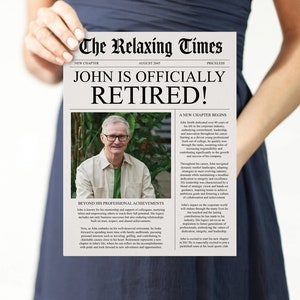 Editable Retirement Newspaper Template, Printable Newspaper, Retirement ...