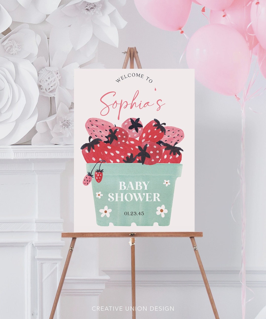 Berry Sweet Baby Shower Welcome Sign Template, Welcome Baby Shower Sign ...