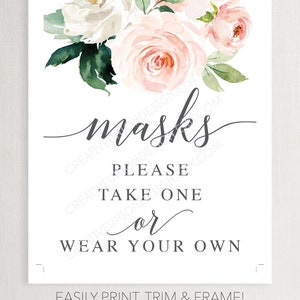 Please Take A Mask Sign Printable Wear A Mask Wedding Sign Please Take ...