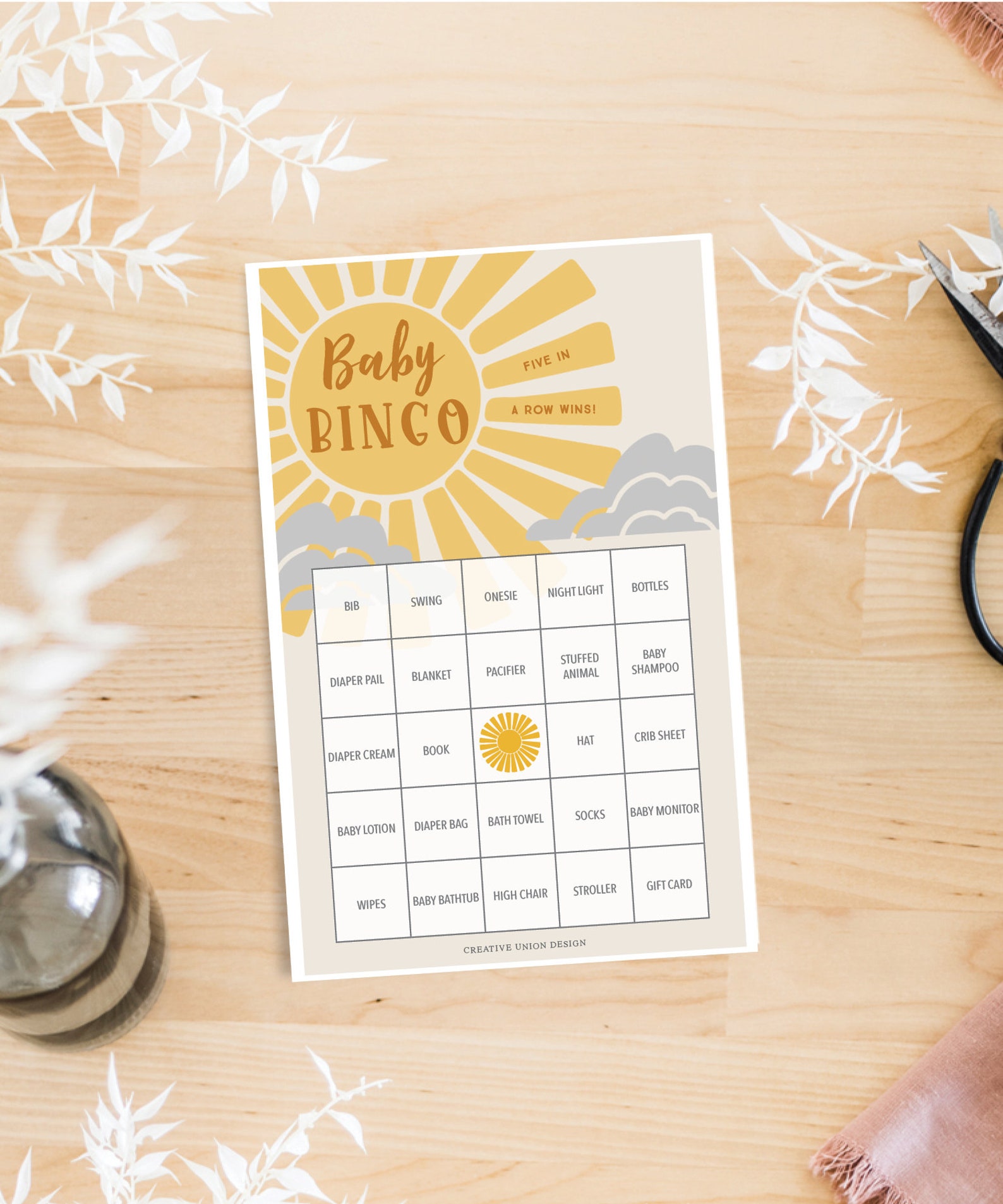 Boho Sunshine Baby Shower Bingo, 60 Unique Game Sheets, Baby Shower ...