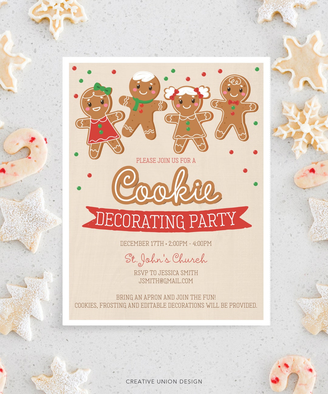 Christmas Cookie Decorating Party Flyer Invitation, Printable Holiday ...