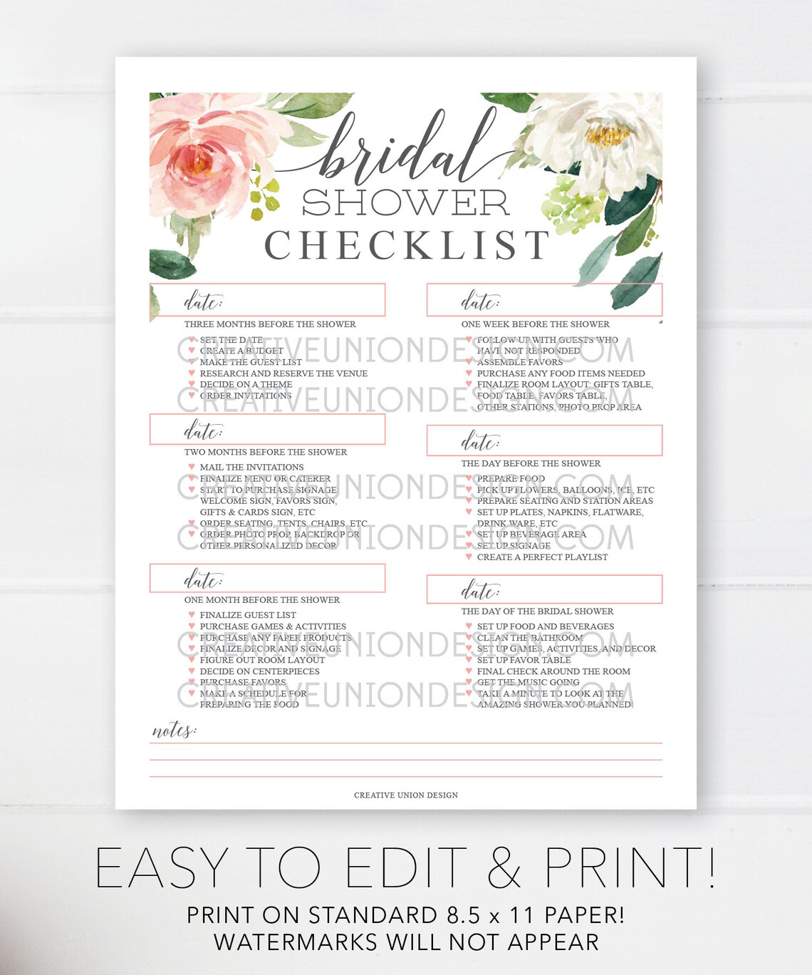 Bridal Shower Checklist How To Plan A Bridal Shower | Etsy