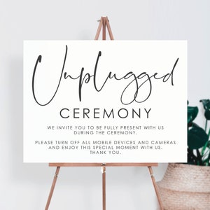 Minimal Script Unplugged Ceremony Sign Printable Unplugged - Etsy