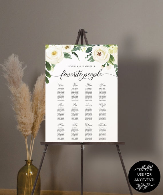 Wedding Seating Chart Template Table Arrangement Sign DIY - Etsy