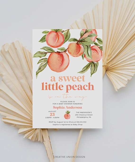 A Sweet Little Peach Baby Shower Invite Template, Peach Baby Shower ...
