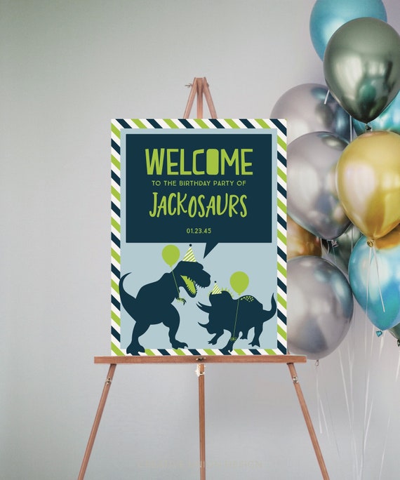 Dino Birthday Welcome Sign Template, Editable Welcome, Dinosaur ...