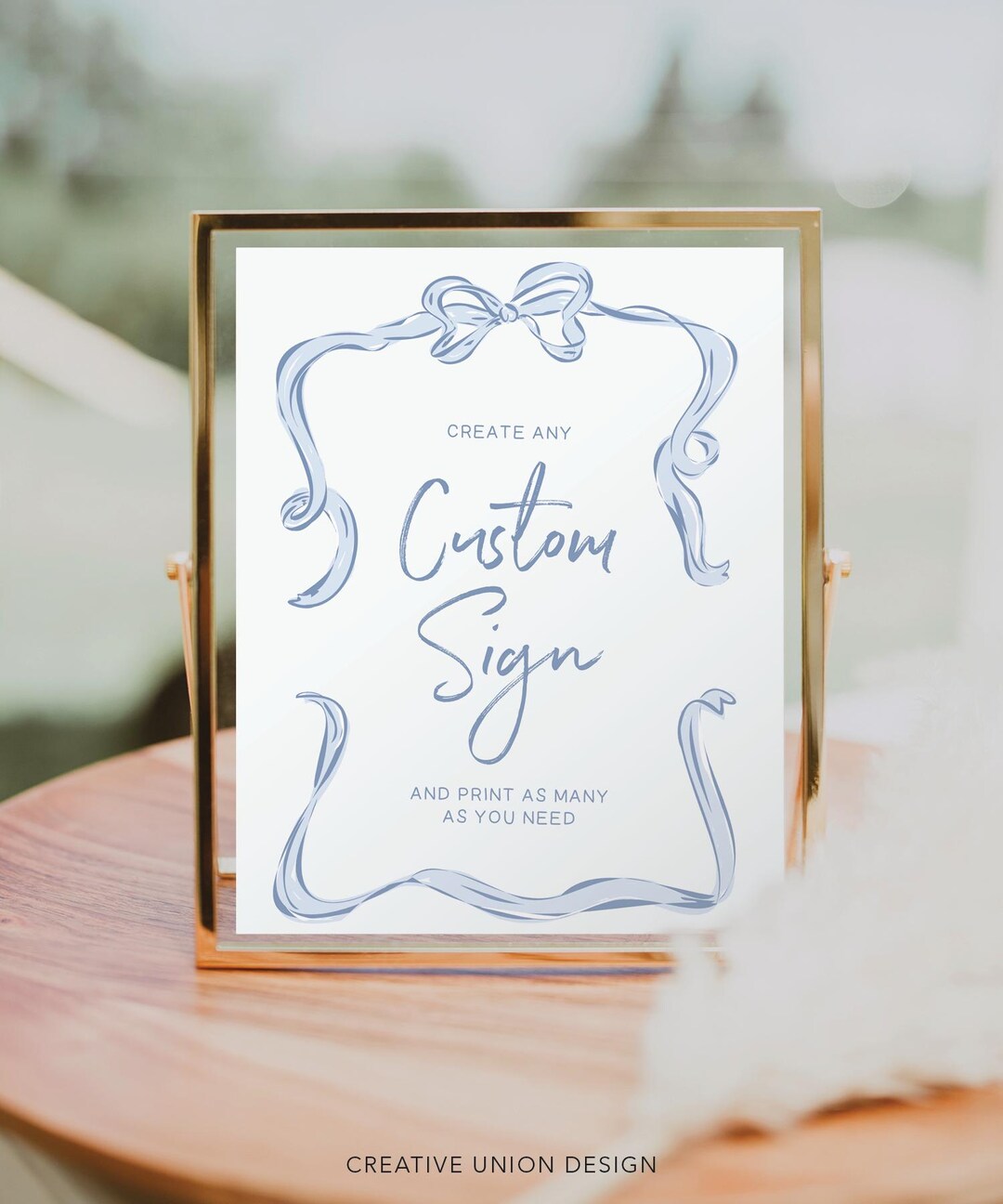 Editable Blue Bow Custom Sign Template, Baby Shower Sign, Favors, Gifts ...