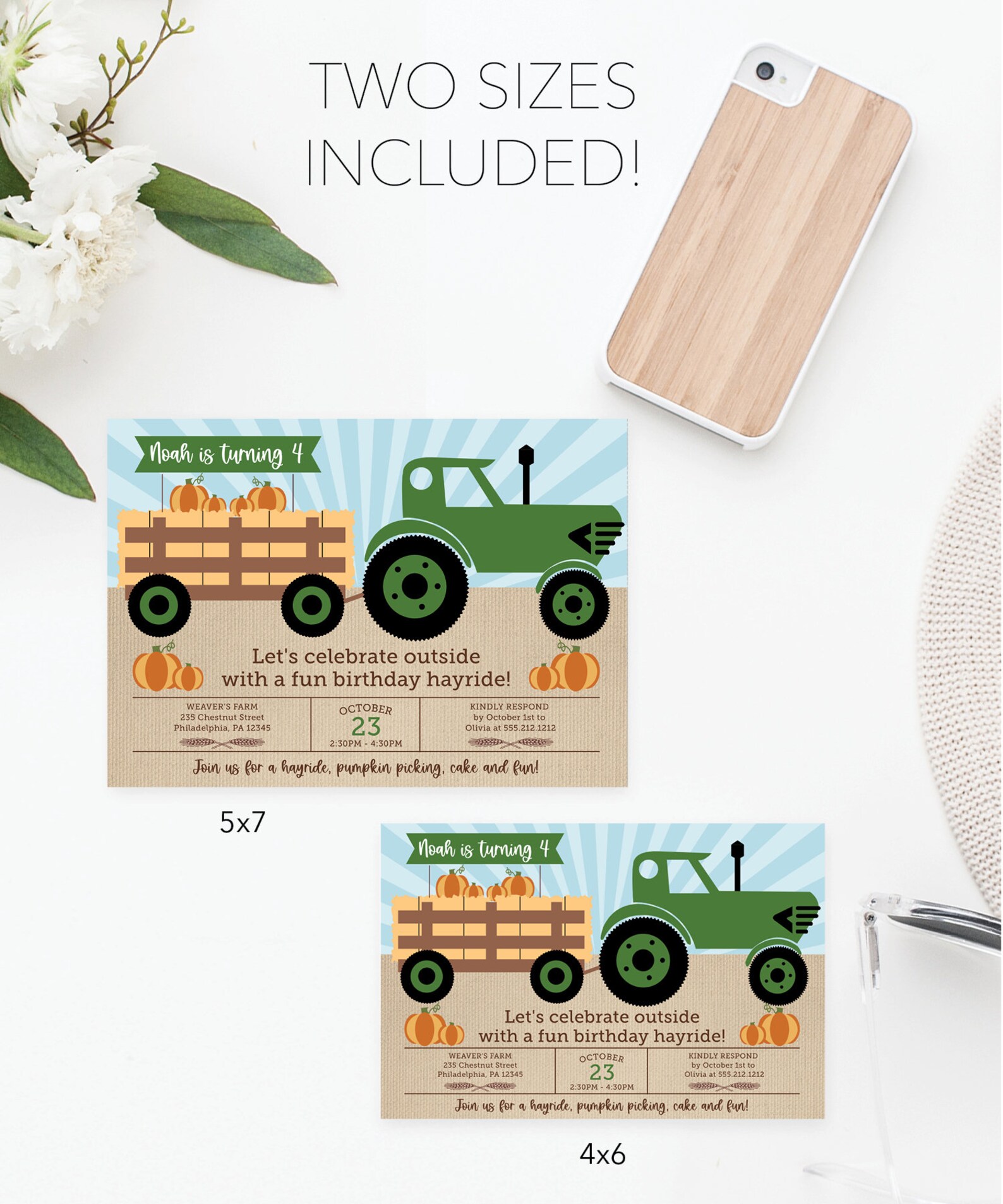 Tractor Birthday Invitation Template, Hayride, Pumpkin Picking, Farm ...