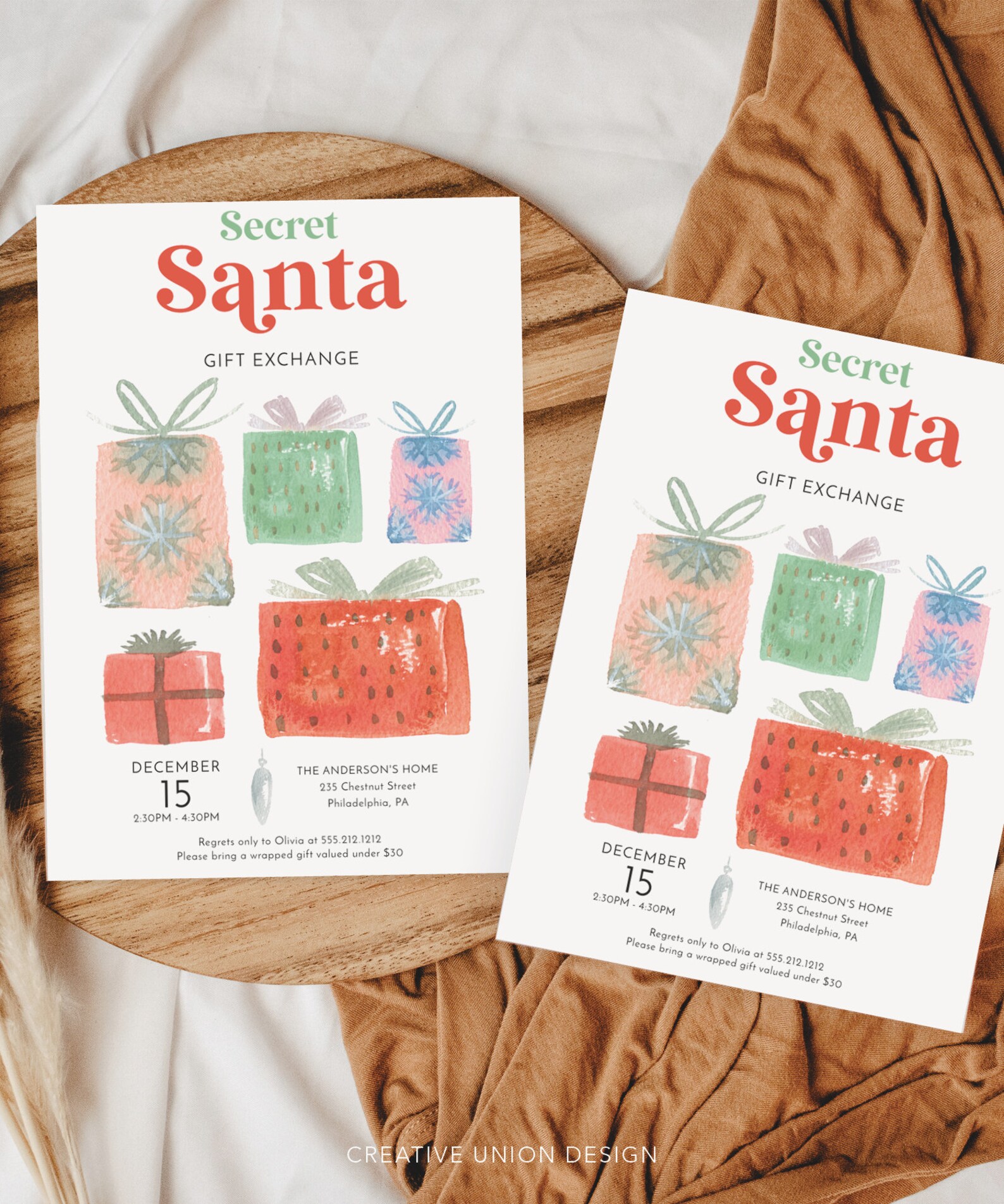 Retro Secret Santa Invite Template Christmas Party - Etsy