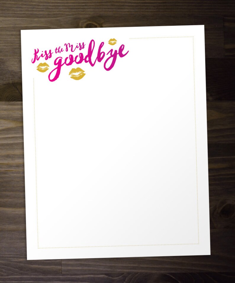 Kiss the Miss Goodbye Bachelorette Sign Bachelorette Party - Etsy