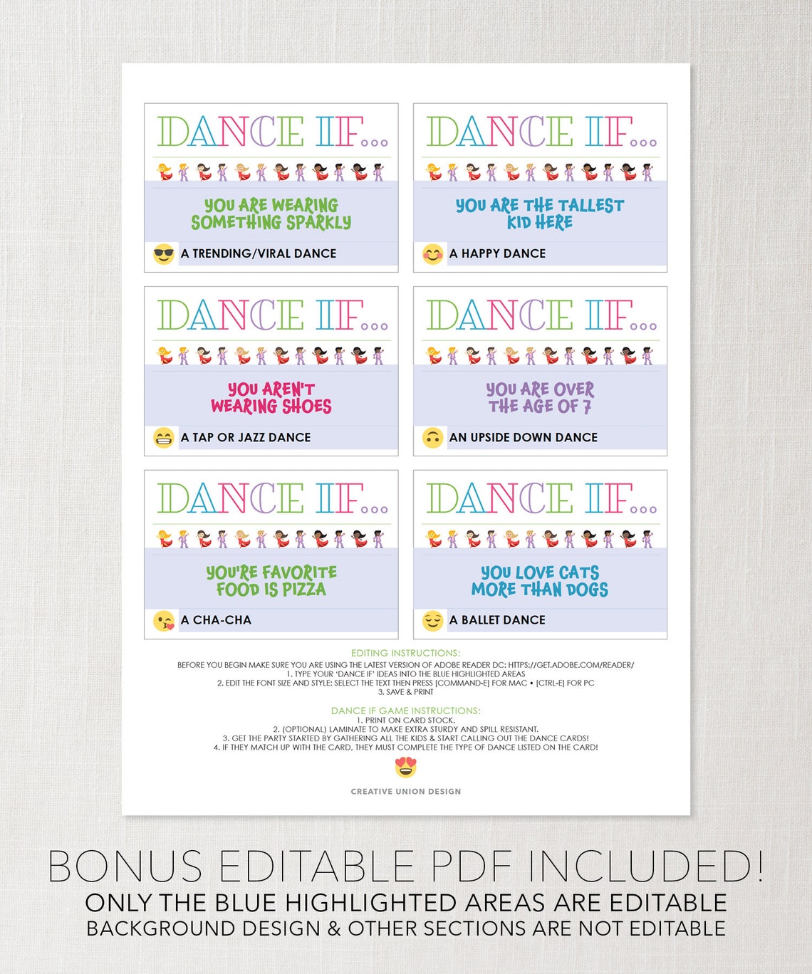 New Years Eve Game, Dance If Game, Kids Printable New Year's Eve Party ...