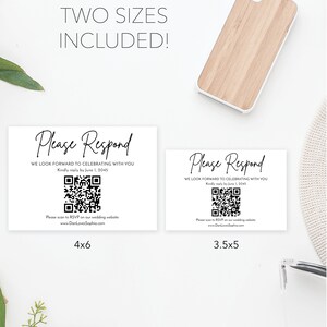 Printable QR Code RSVP Card Template, Editable Wedding Response Card ...