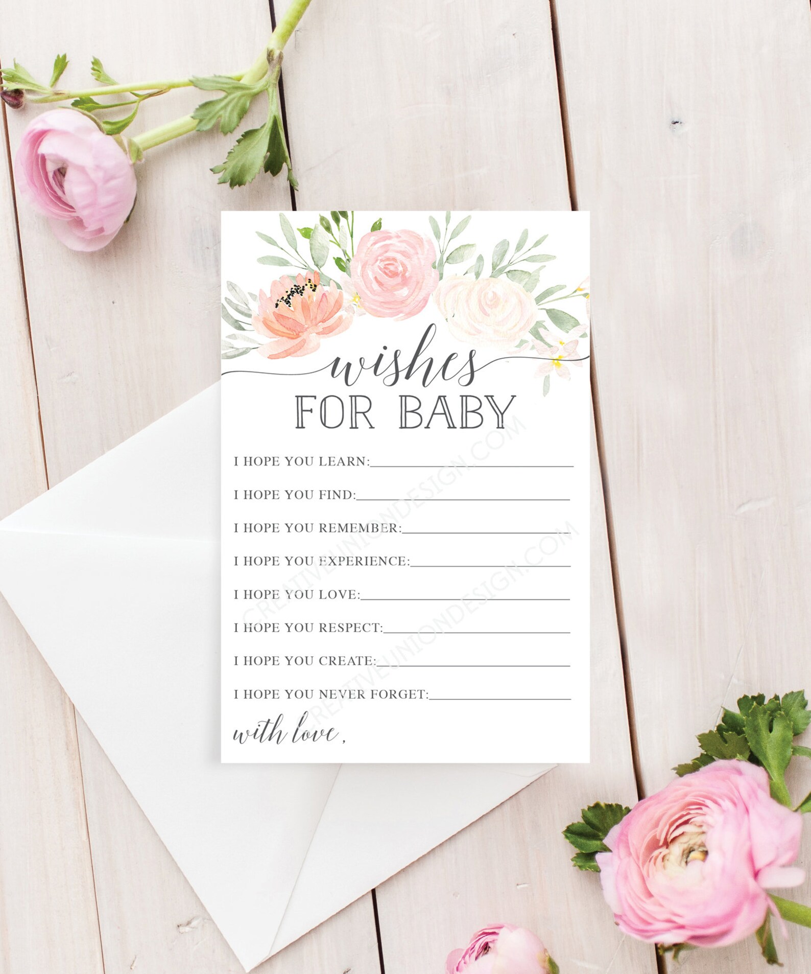 Wishes for Baby Baby Shower Game Pastel Blush Wishes for | Etsy