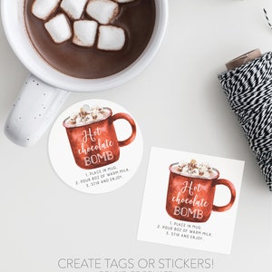 Hot Chocolate Bomb Tags Printable, Hot Cocoa Favor Tags, Birthday Party ...