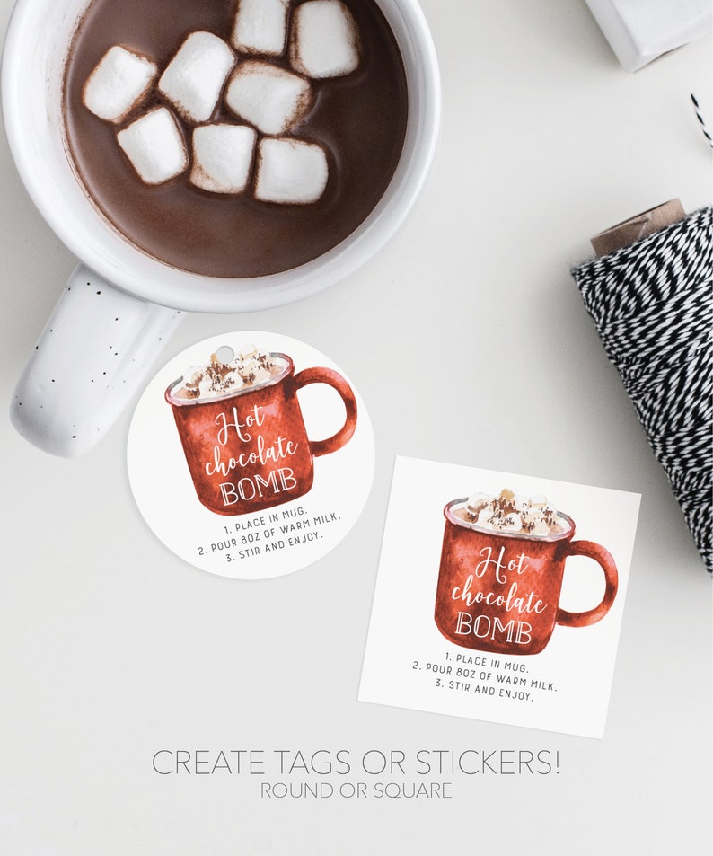 Hot Chocolate Bomb Tags Printable Hot Cocoa Favor Tags - Etsy