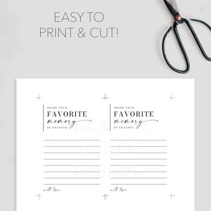 Share a Memory Card Template, Personalized Favorite Memory, Memorial ...