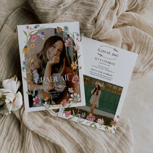 Wildflower Graduation Announcement Template, Class of 2025, Floral ...