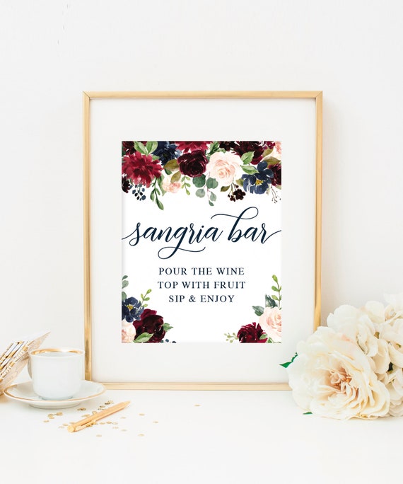 Sangria Bar Sign, Printable Wedding Sign, Bridal Shower Sign, Bridal ...