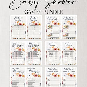Wildflower Baby Shower Games Bundle, Baby in Bloom, Baby Shower Games ...