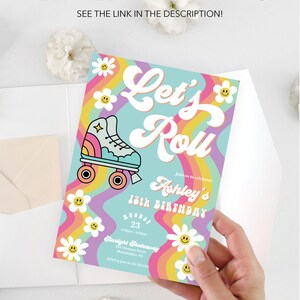 Let's Roll Roller Skate Birthday Party Invitation Template Daisy ...