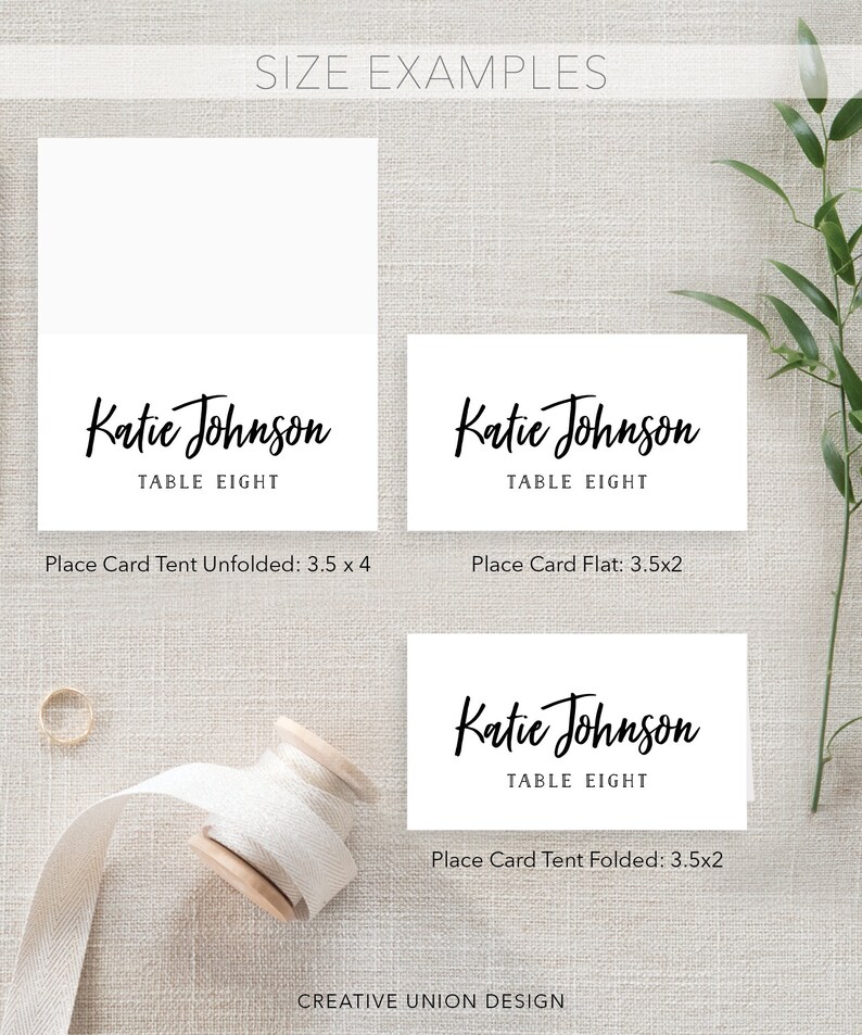 Simple Wedding Place Card Template Printable Place Cards | Etsy