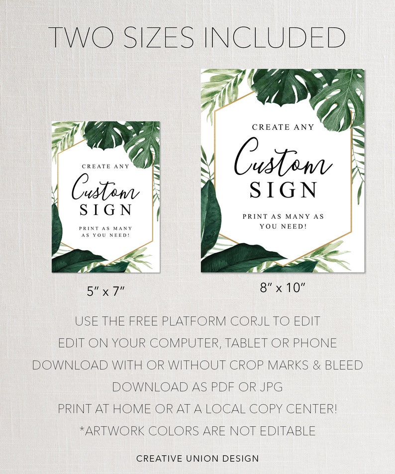 Editable Custom Sign Template Wedding Printable Table Signs - Etsy