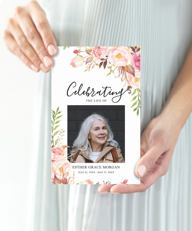 Funeral Program Template for Woman, Printable Memorial Programs ...