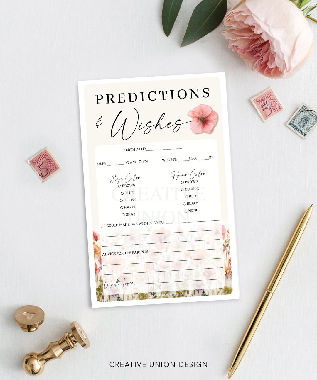 Wildflower Baby Predictions, Wishes for Baby, Baby Shower Game ...