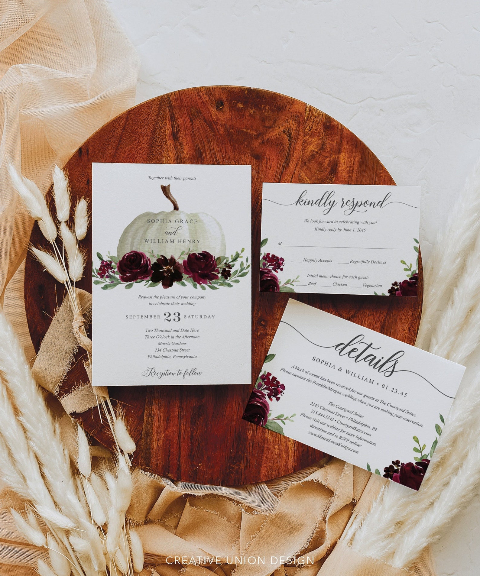 Fall Wedding Invitations Template Fully Editable Printable - Etsy