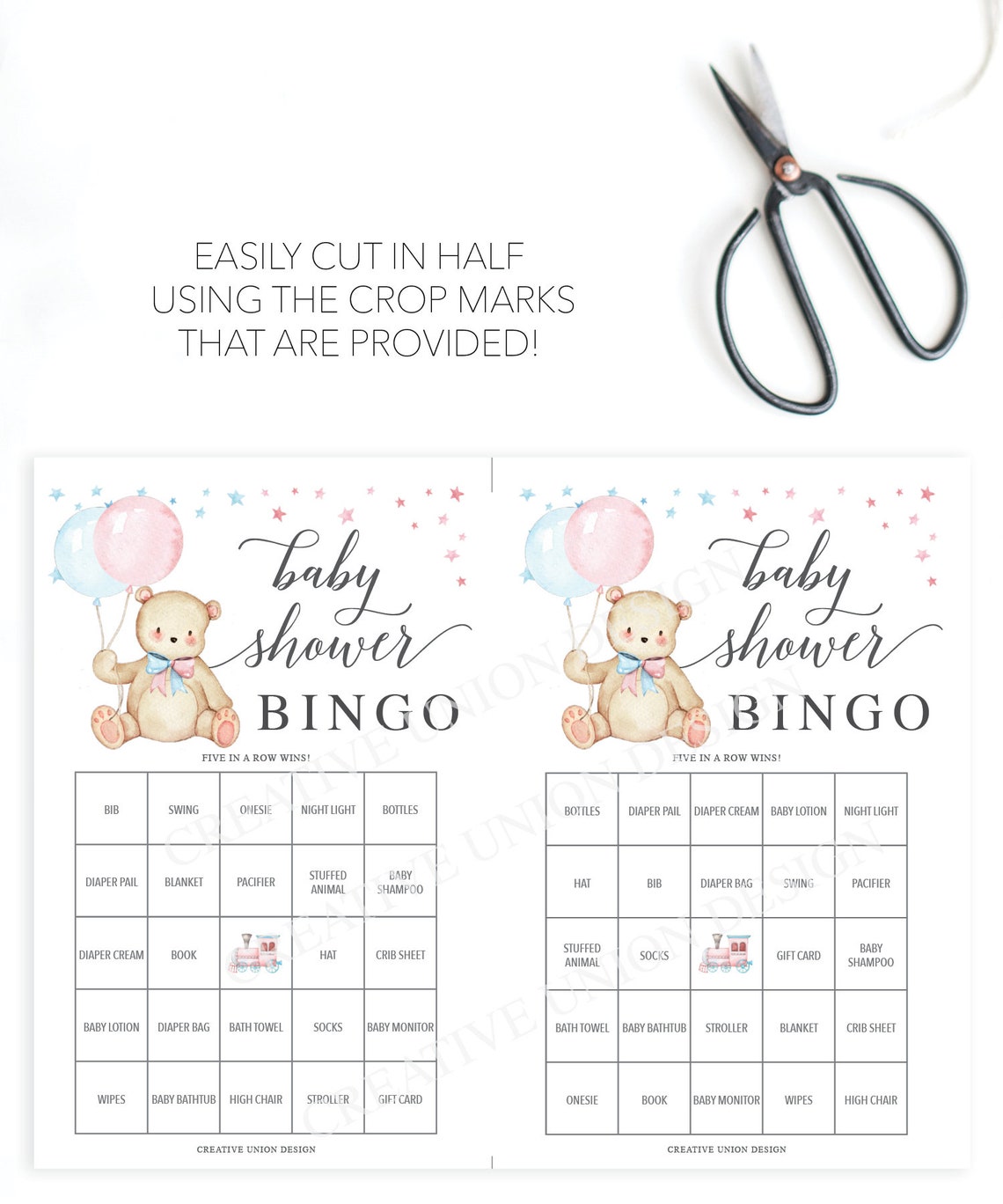 Teddy Bear Baby Shower Bingo 60 Unique Game Sheets Gender - Etsy