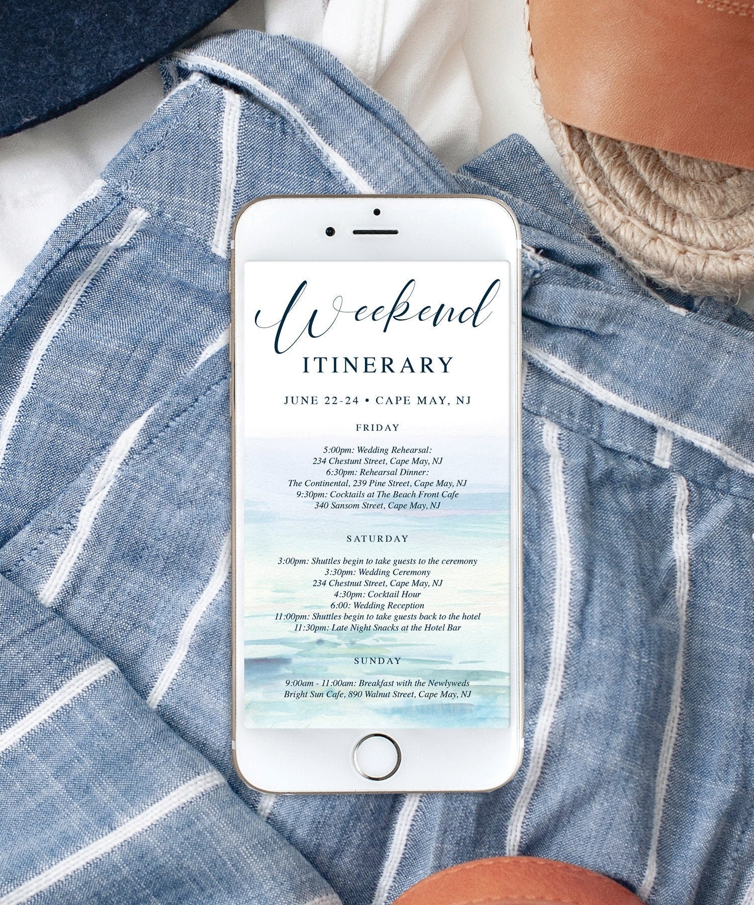 Beach Weekend Itinerary Template Digital Schedule Wedding | Etsy