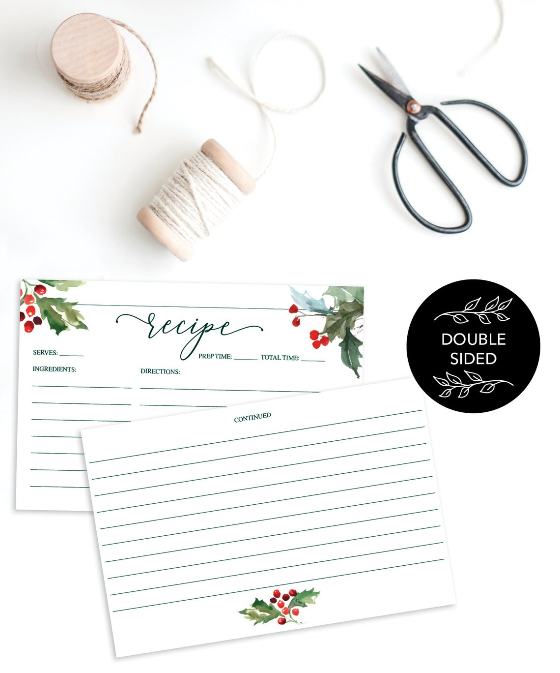 Christmas Cookie Recipe Card Printable Christmas Recipe - Etsy