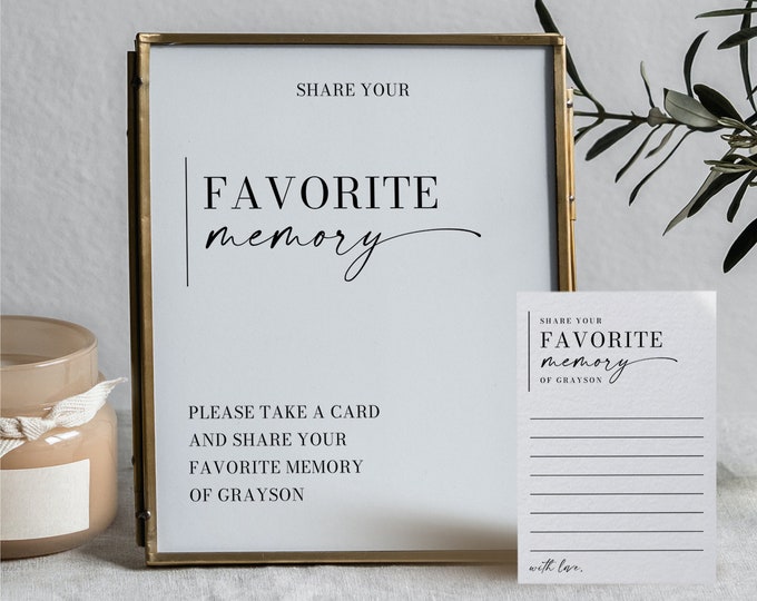 My Favorite Memory Personalized Memorial Cards for Celebration of Life ...