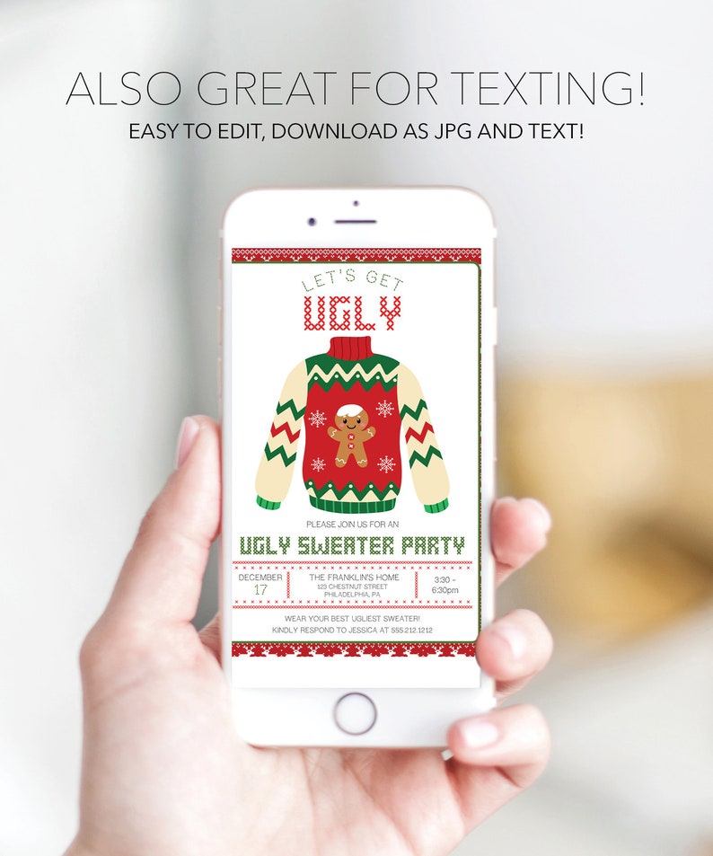 Ugly Sweater Party Invitation Template Holiday Party Invite - Etsy