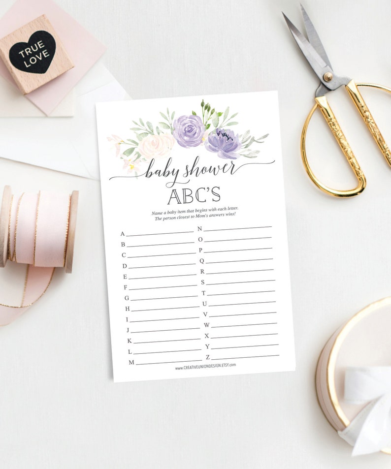 Abc's Baby Shower Game Baby Shower Game Baby Abcs - Etsy