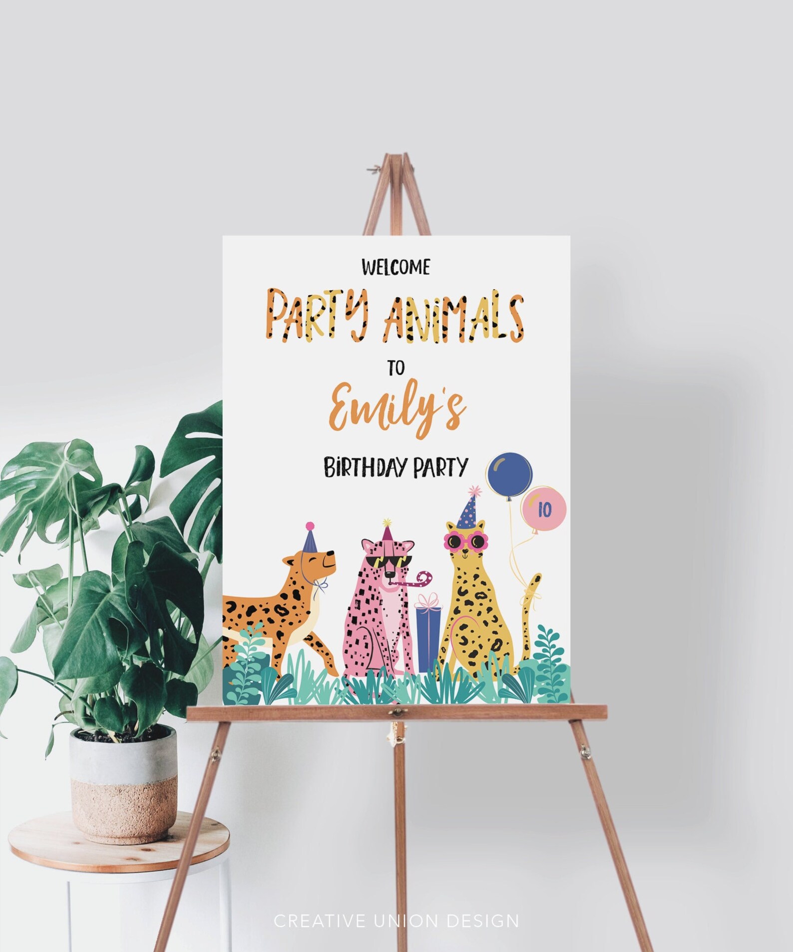 Party Animals Birthday Welcome Sign Template, Safari Animals, Wild ...