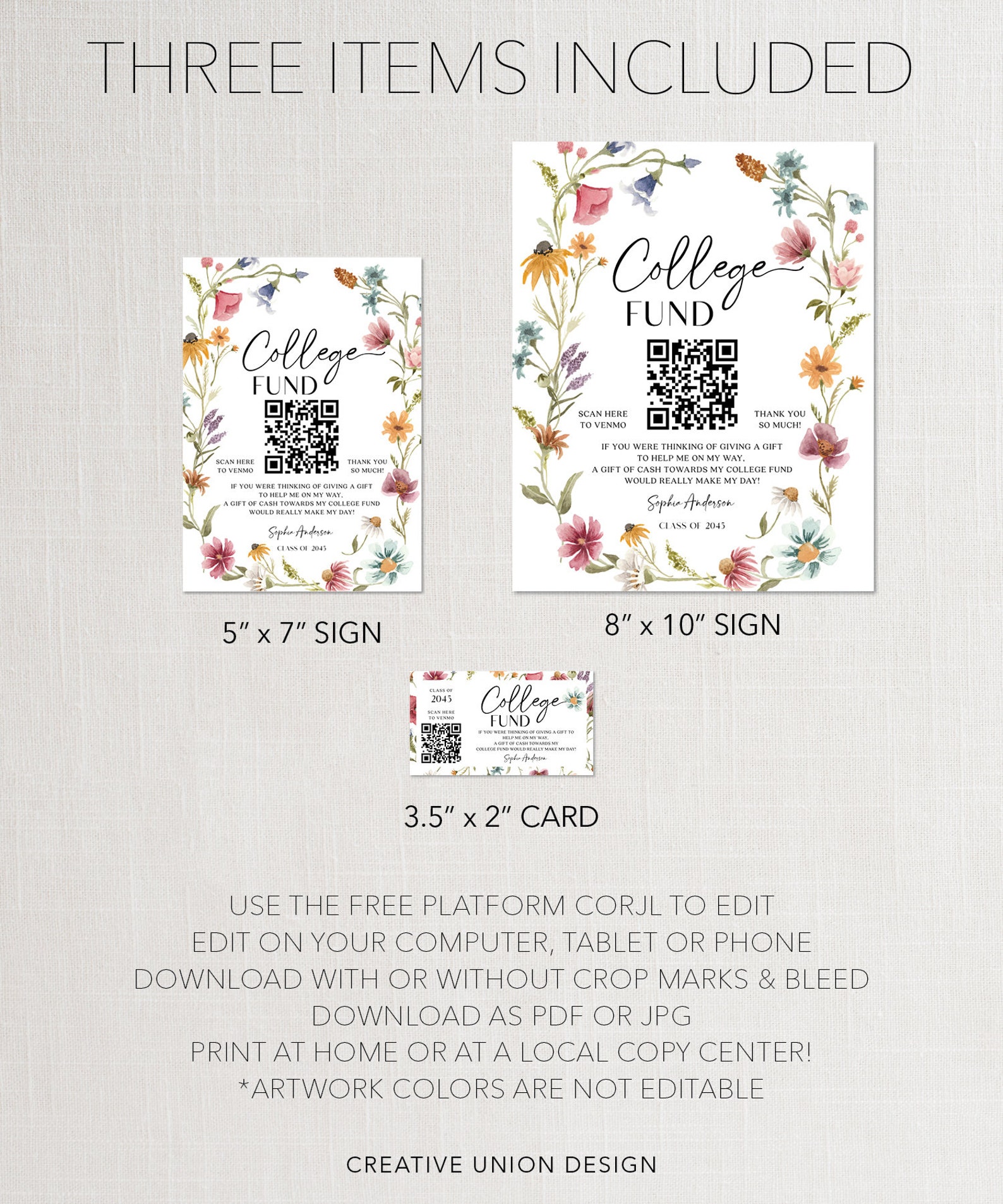 College Fund QR Code Sign Template, QR Code College Fund Insert Card ...