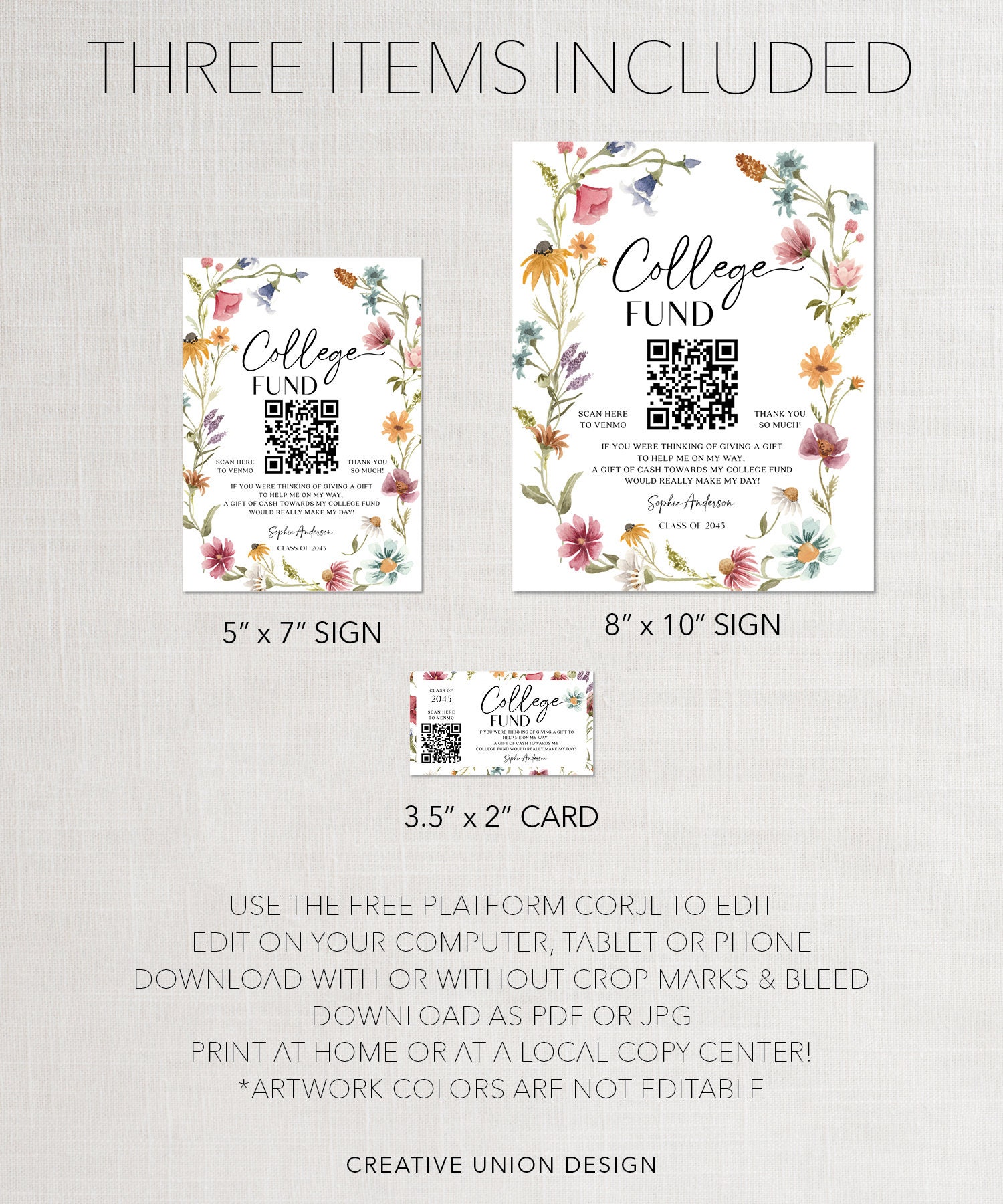 College Fund QR Code Sign Template, QR Code College Fund Insert Card ...