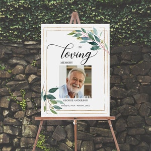 Editable Greenery Funeral Welcome Sign Template, Memorial, Celebration ...