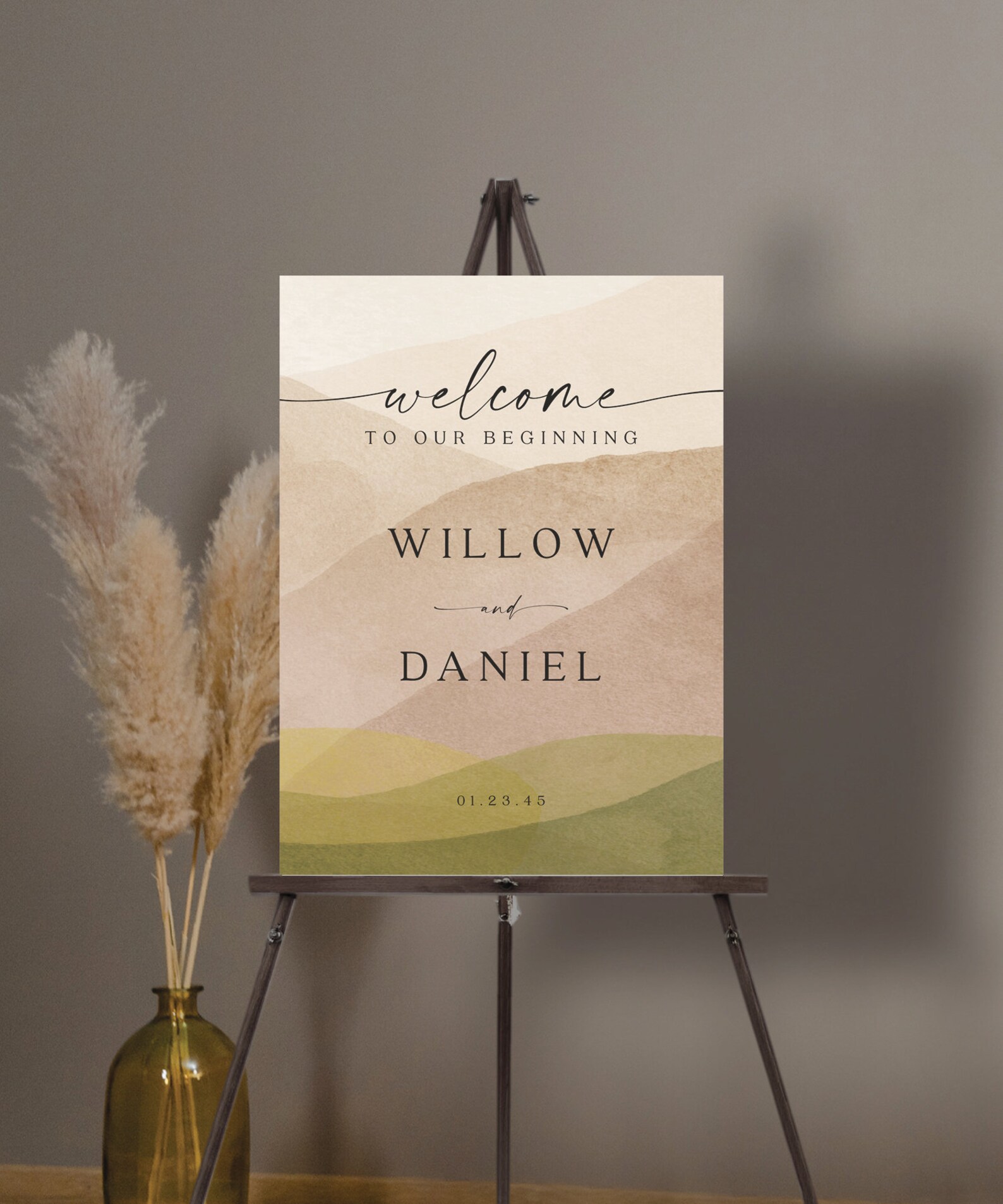Watercolor Landscape Wedding Welcome Sign Welcome Template - Etsy