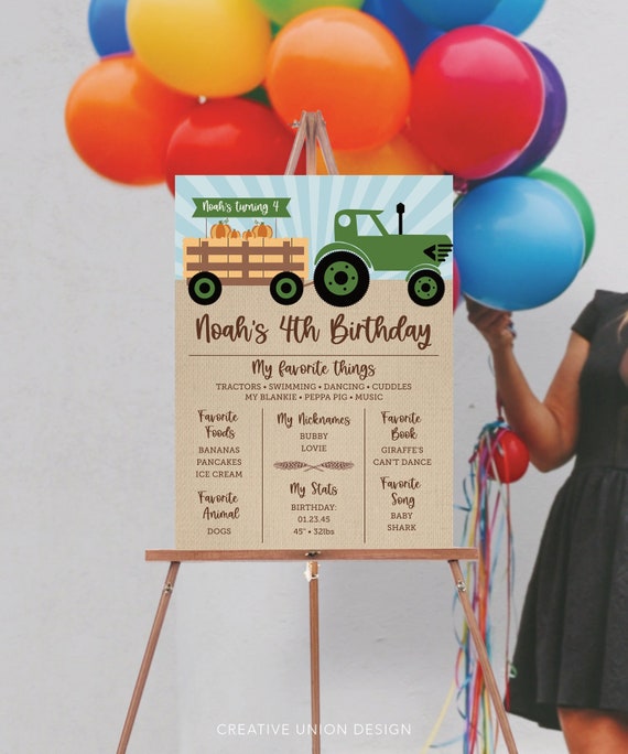 Editable Tractor Birthday Milestone Sign Template, Milestone Board ...