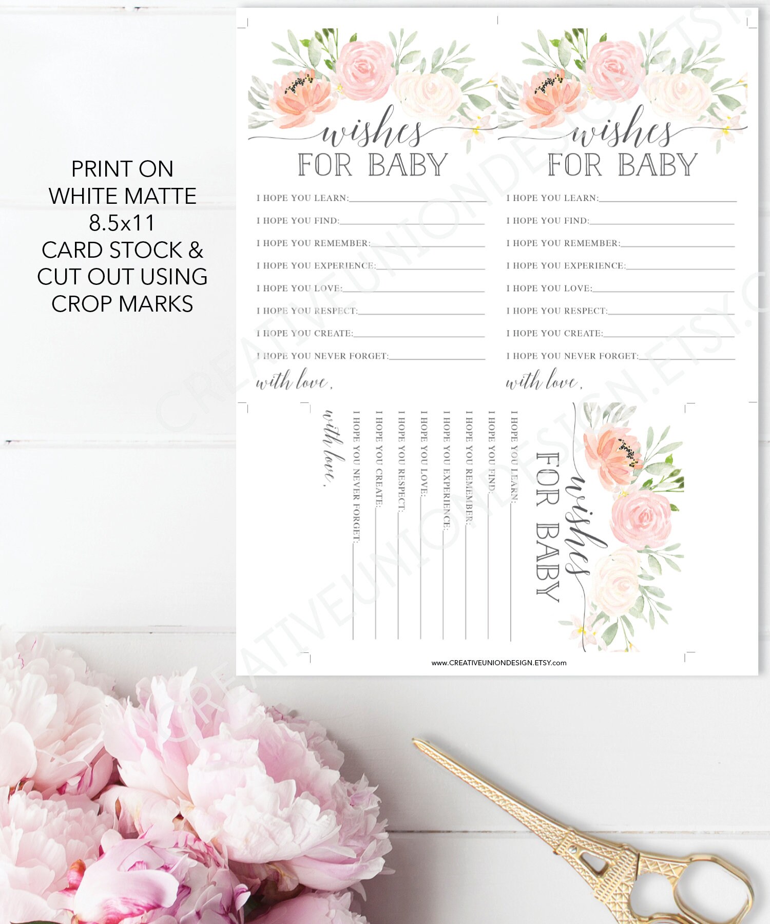 Wishes for Baby Baby Shower Game Pastel Blush Wishes for | Etsy