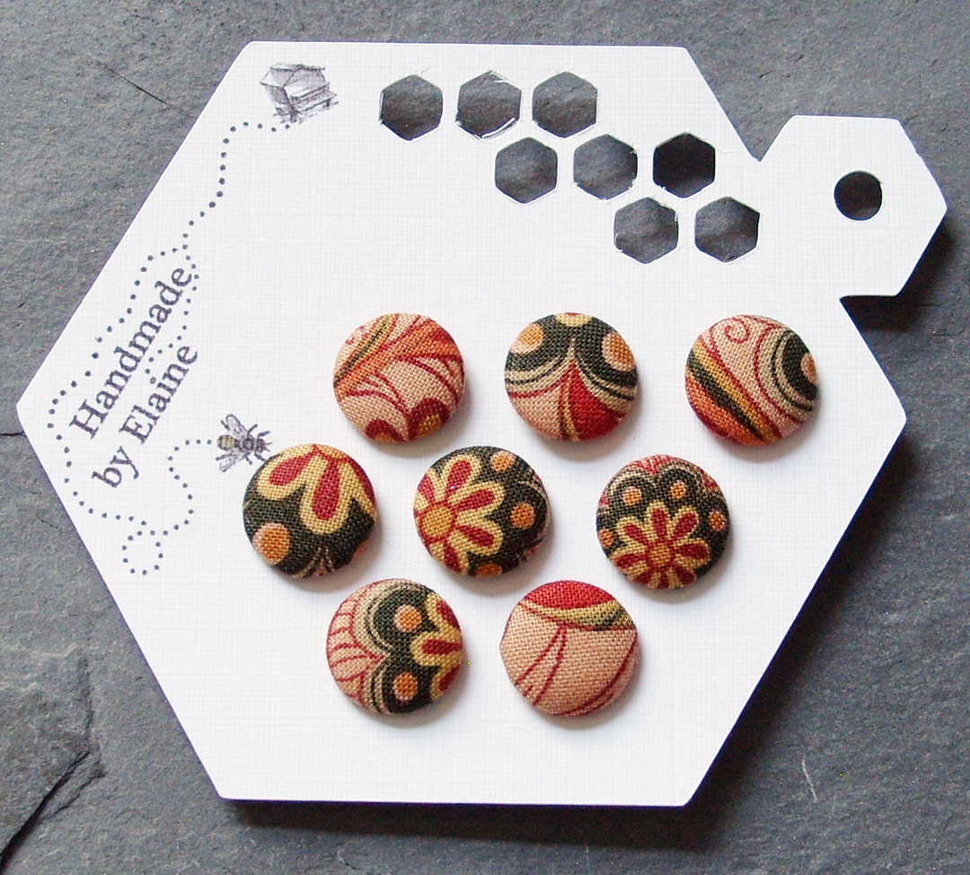 Fabric Covered Buttons 8 X 15mm Buttons Handmade Button - Etsy