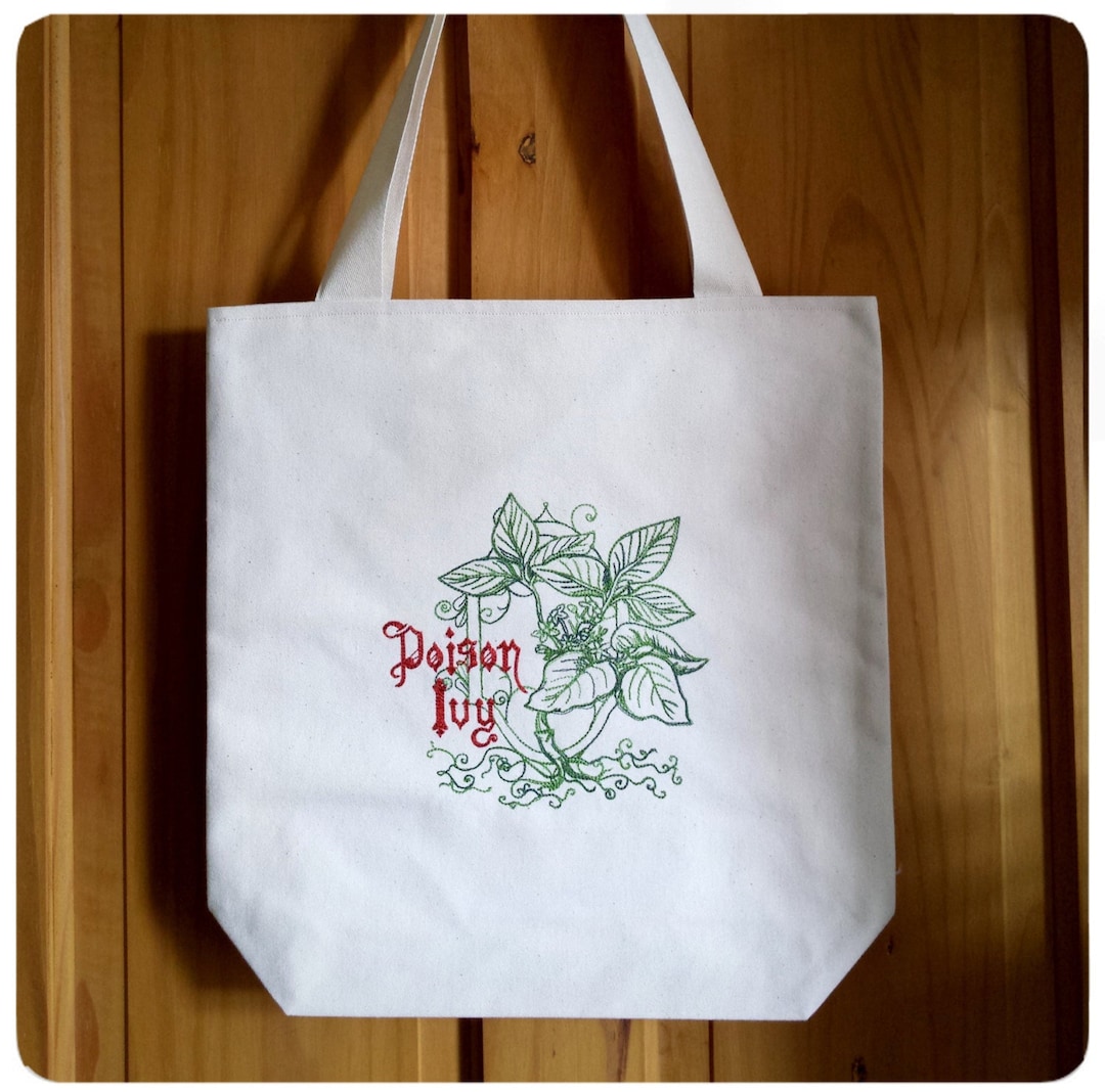 Poison Ivy Embroidered Canvas Tote Bag Green Eco Friendly Shopping Bag ...